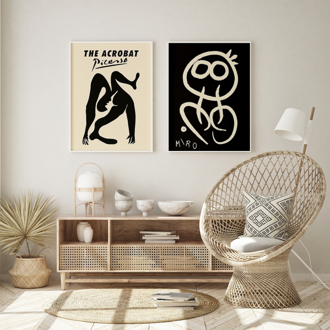 Pablo Picasso the Acrobat and Joan Miro Self Potrait Digital Print Set ...