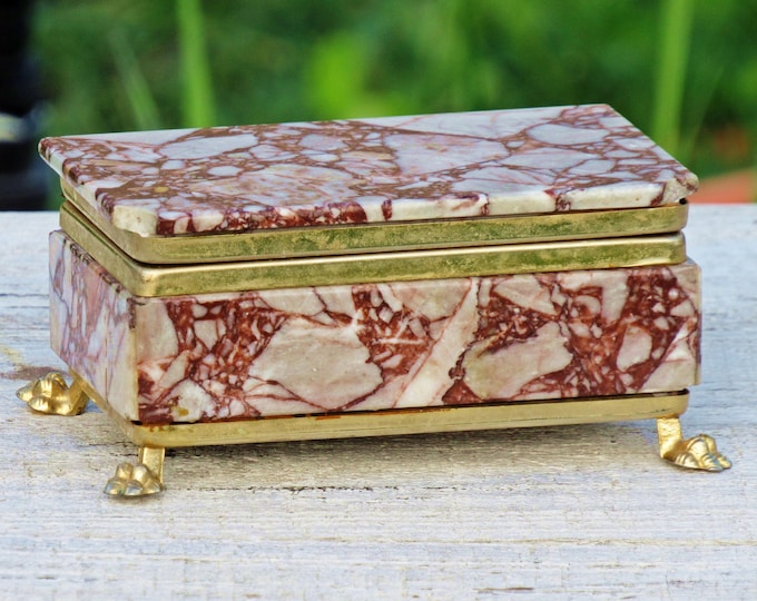 Vintage Marmor-Box, Vintage-Schmuck-Box, rechteckige Marmor-Box, Ringe ...