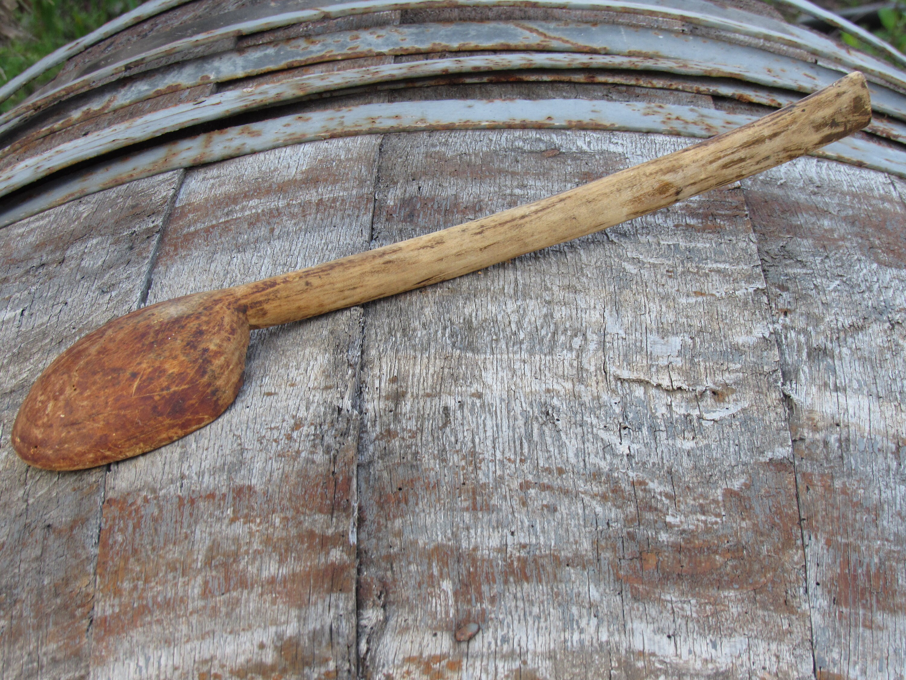 Vintage Wooden Spoon, Old Soup, Hand Carved Ladle, Primitive Wooden ...