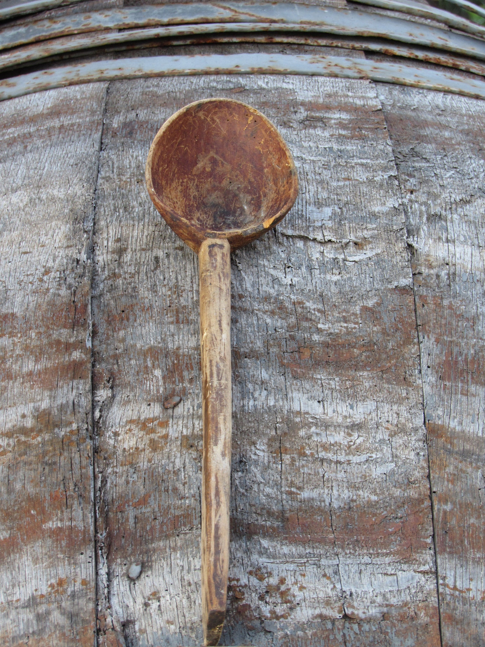 Vintage Wooden Spoon, Old Soup, Hand Carved Ladle, Primitive Wooden ...
