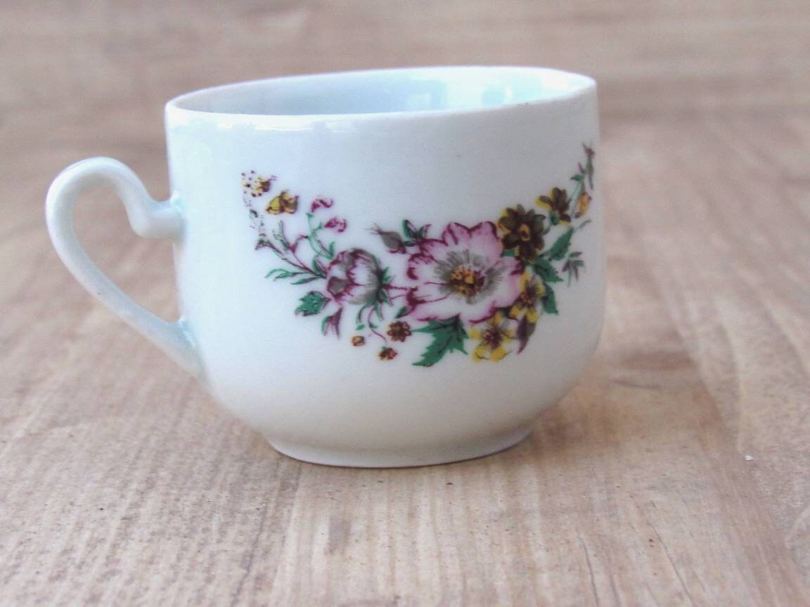 Vintage Small Coffee Cup, Porcelain Tea Cup, White Porcelain Coffee Cup ...