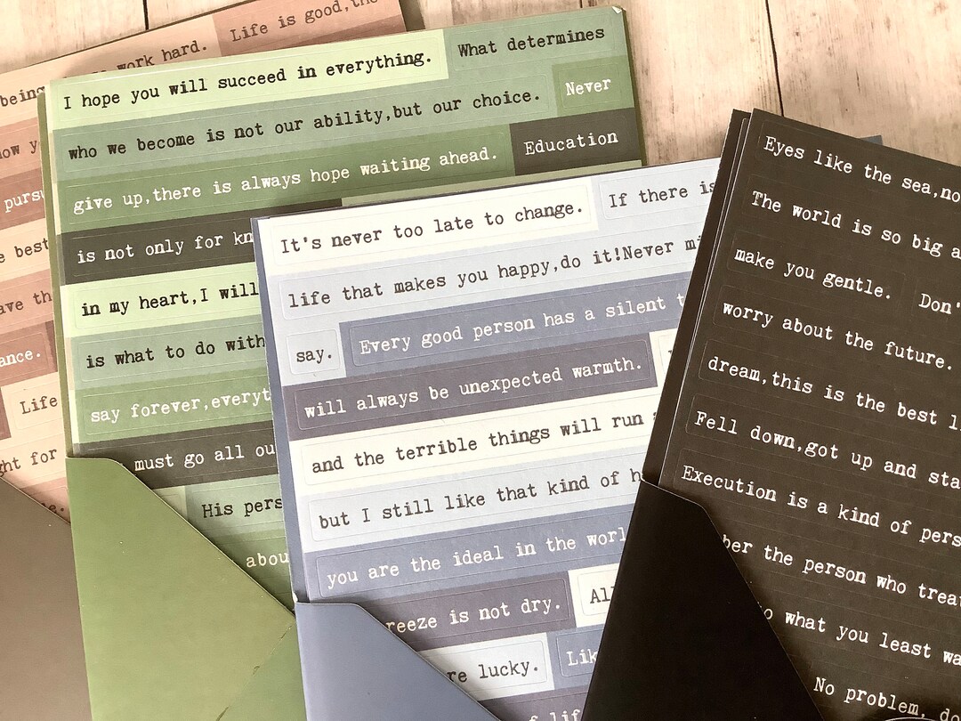 6 Sheets Stickers Quotes, Sentences in English, Color, Art Journal ...