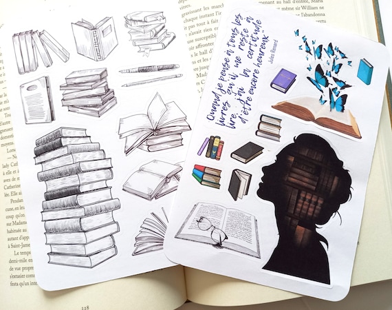 bullet journal Stickers theme books and reading art journal ...