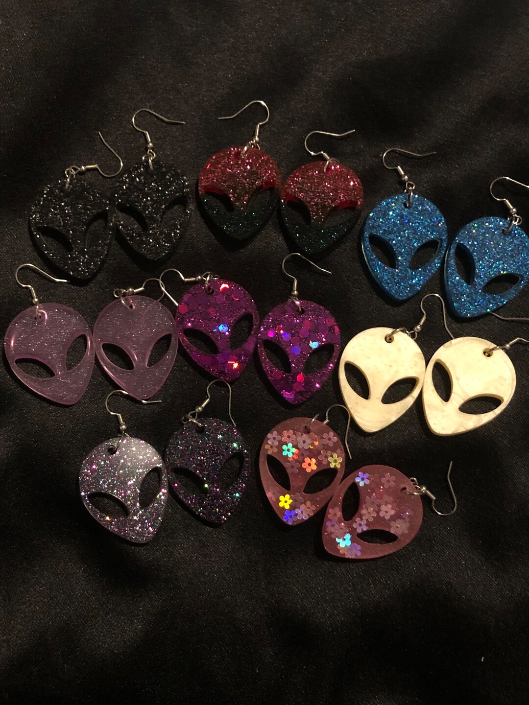 Alien Earrings, Resin Earrings, Alien Head Earrings, Alien Dangle ...