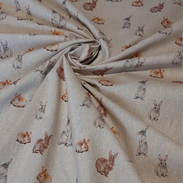 Bunny Print Fabric - Etsy UK