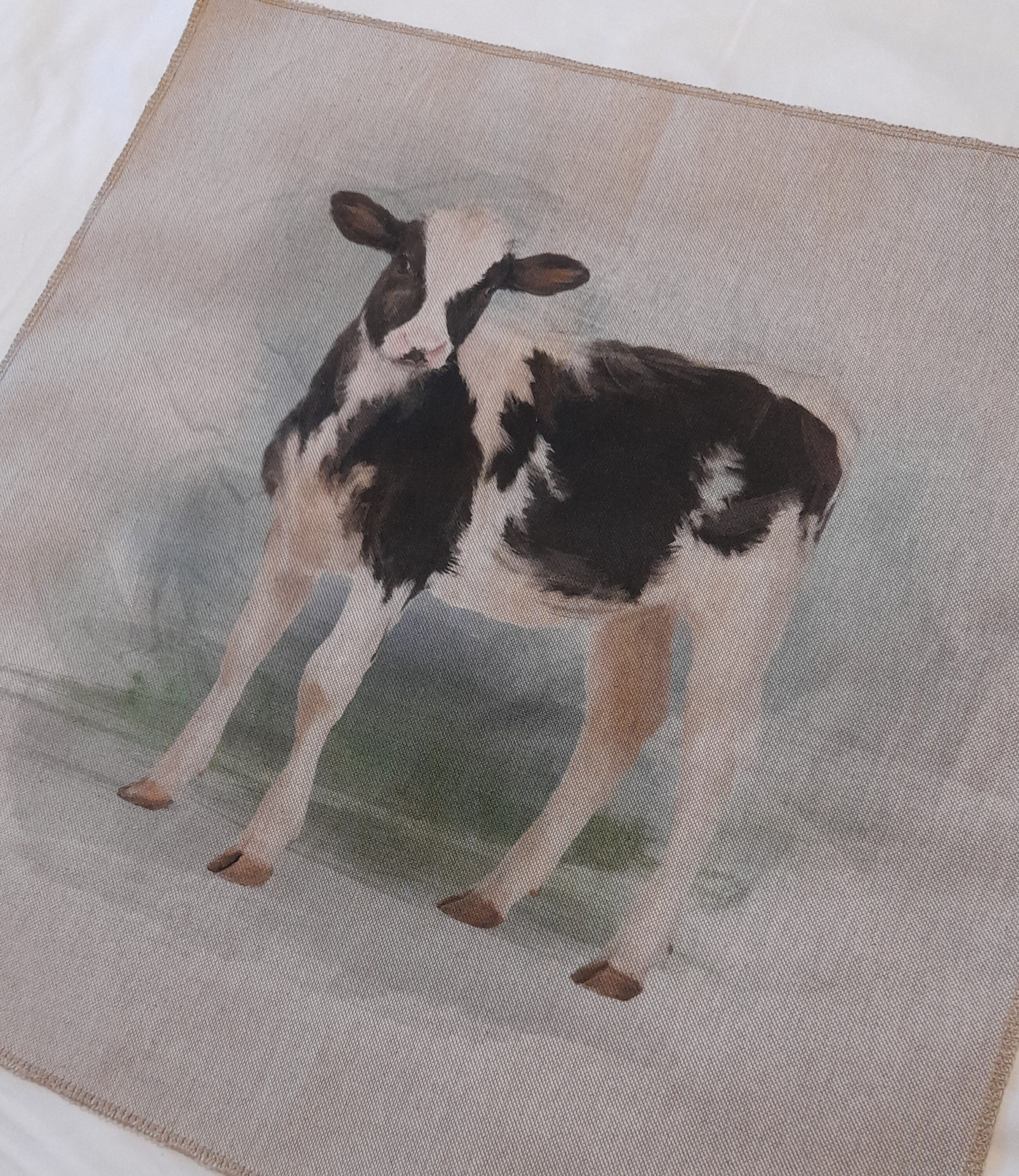 COW CALF Linen-style Make a Cushion Panel Perfect GIFT - Etsy