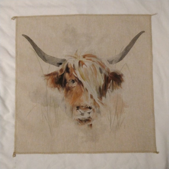 HIGHLAND COW Linen-style Make a Cushion Panel Perfect GIFT | Etsy