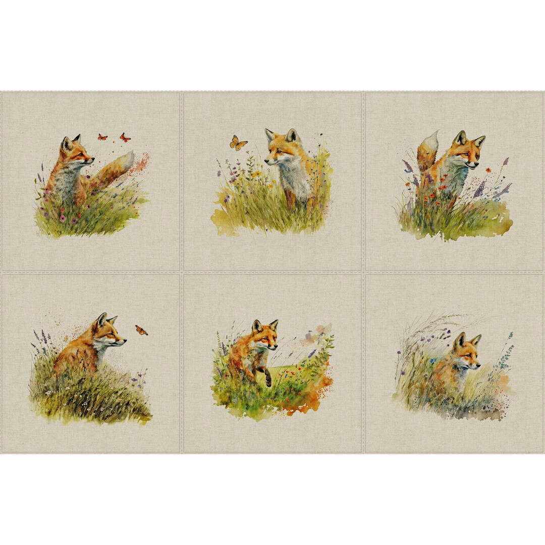 FOX CUSHION PANELS Fox Digital, Lightweight, Linen-style Fabric, Front ...