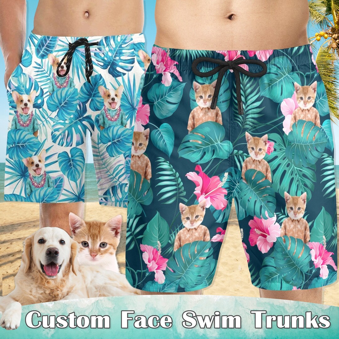 Custom Swim Trunks Beach Shorts With Face,personalized Swim Trunks ...