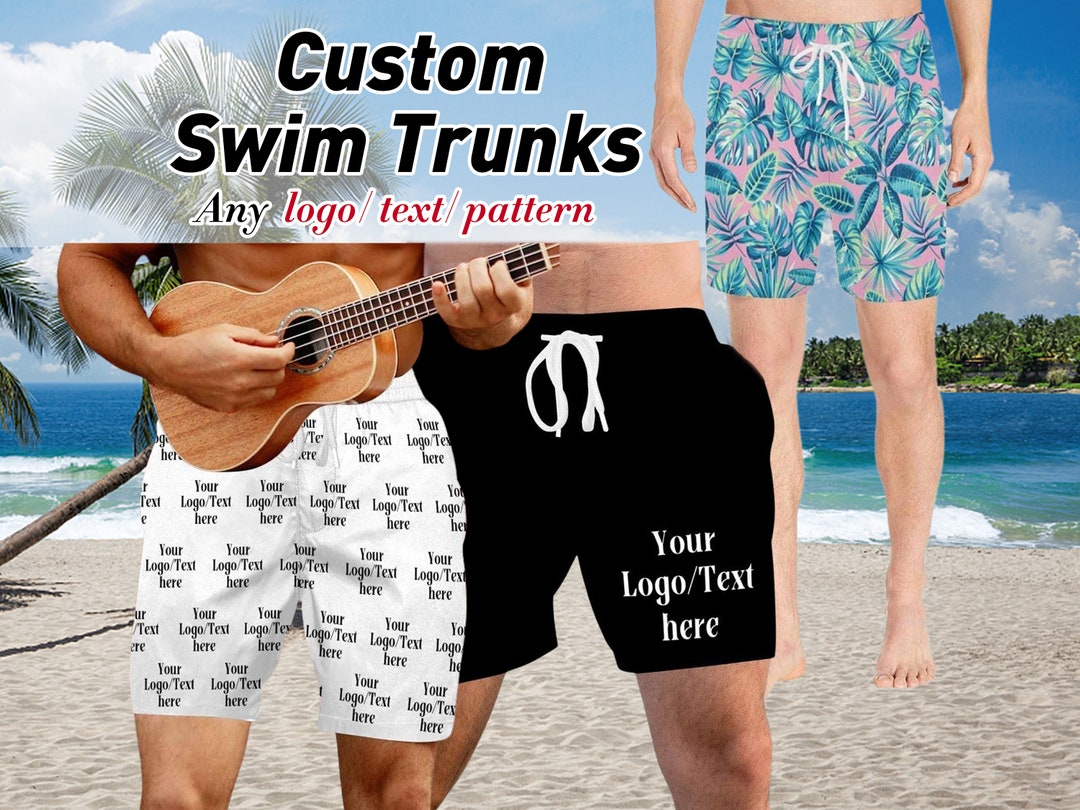 Custom Your Design Swim Trunks, Personalized Men Bathing Suit, Logo ...