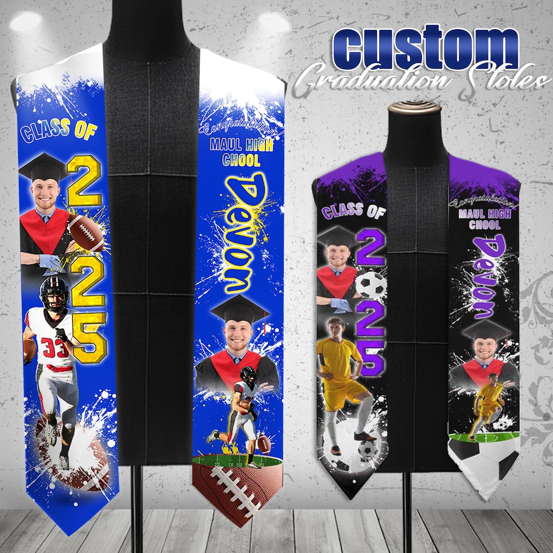Custom Graduation Stole With Photos, Custom Photo Class of 2025 With ...