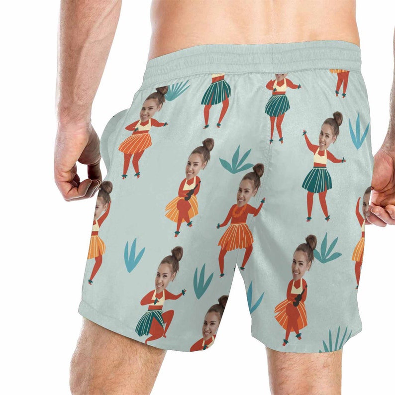 Funny Men Bathing Suit Custom Swim Trunks Hawaii Dance Etsy