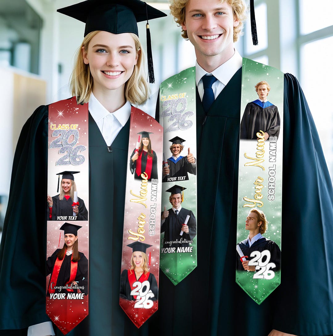 Custom Photo Graduation Stole: Personalized Senior Sash 2026 - Etsy