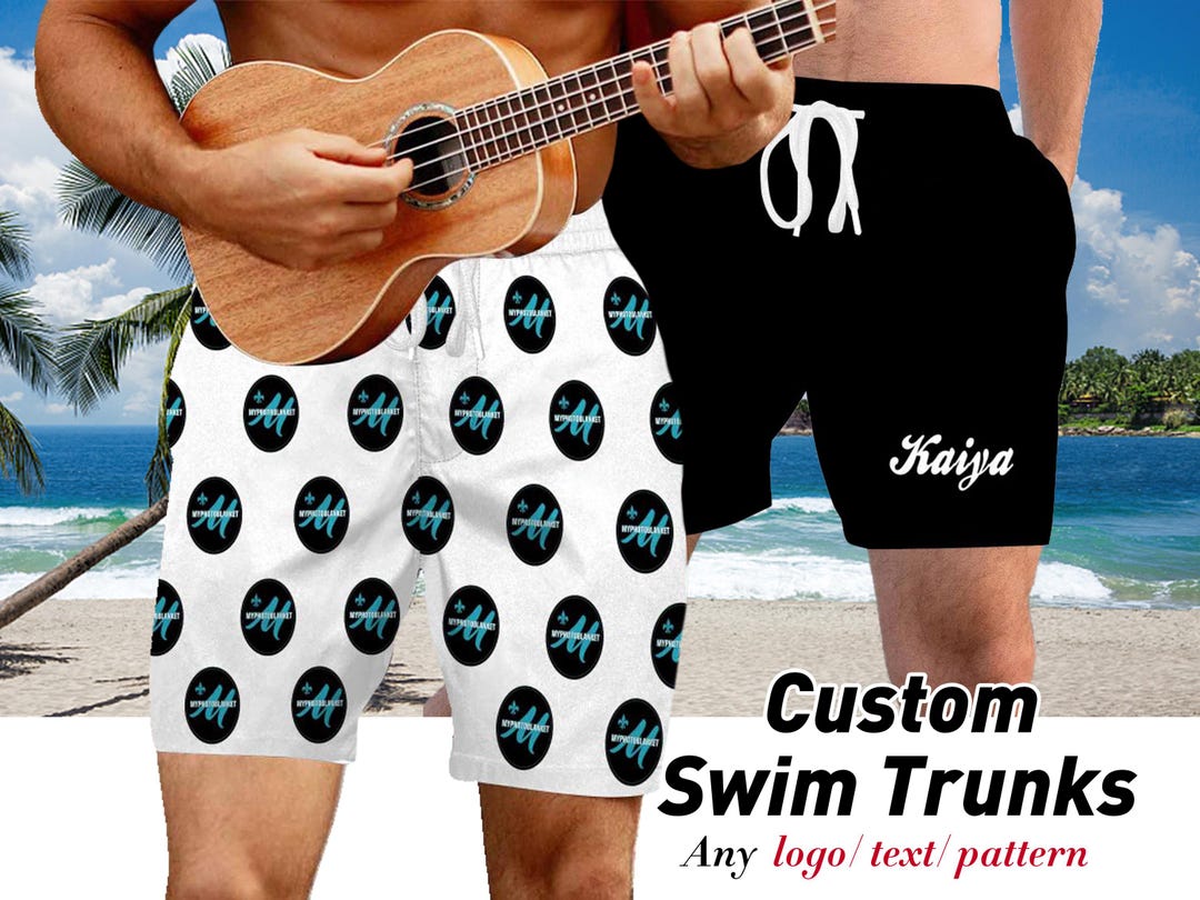 Custom Your Design Swim Trunks, Personalized Men Bathing Suit, Logo ...