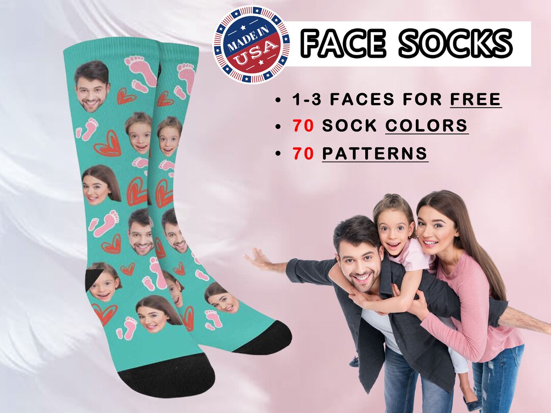 Personalized Face Socks, Custom Photo/face Socks, Customized Love Heart ...