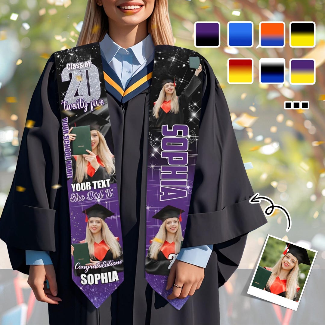 Custom Graduation Stole Class of 2025, Personalized Text Grad Stole ...