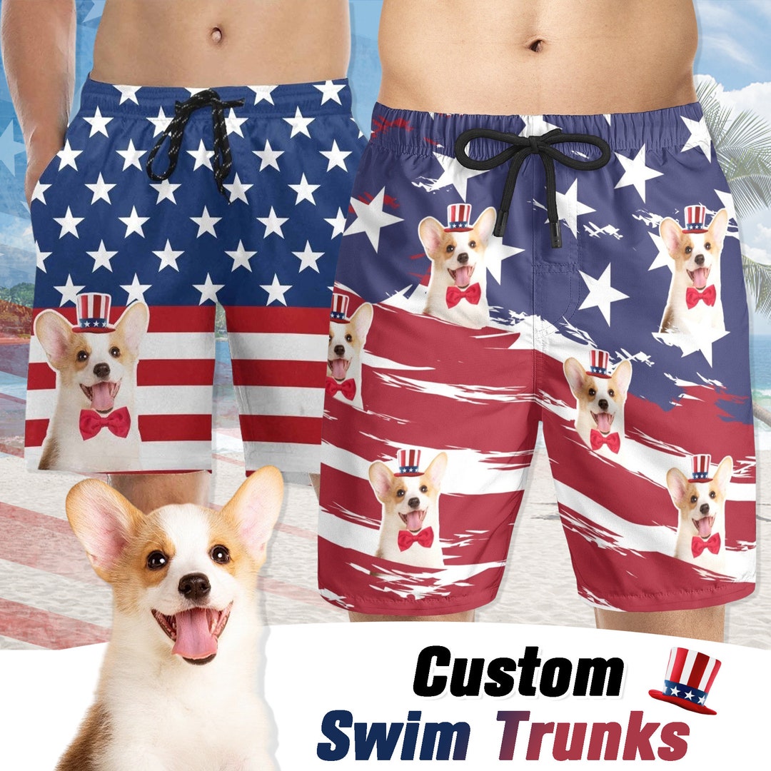 Custom Face Independence Day Trunk,personalized Swim Trunks for Men ...
