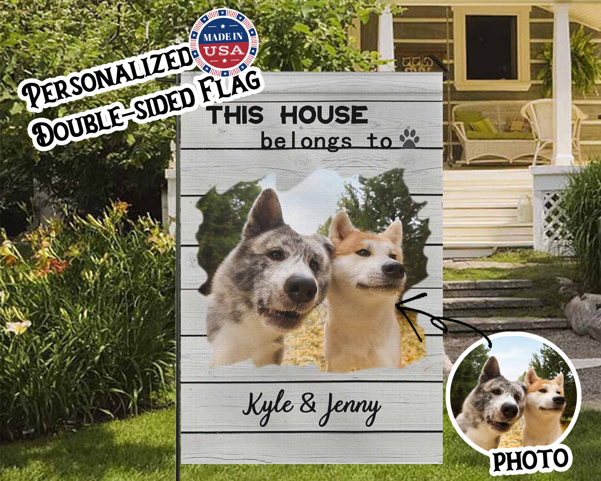 Custom Dog Photo Garden Flag: Personalized Pet Memorial Yard Banner - Etsy