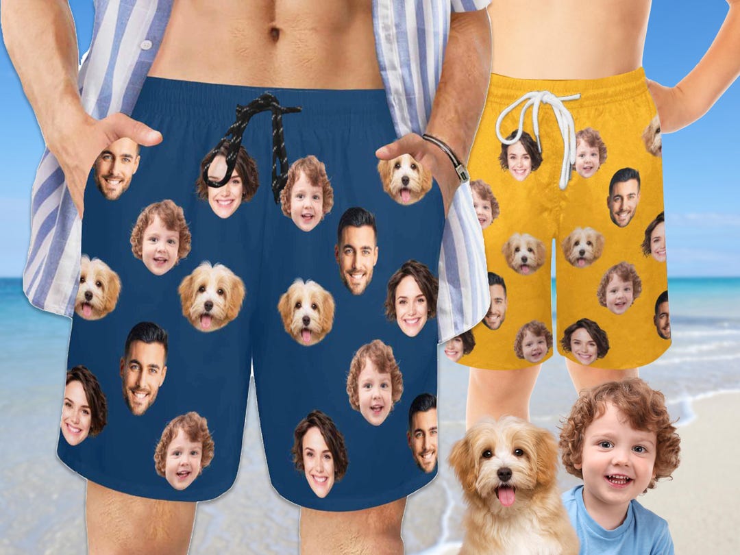 Custom Face Swim Trunk for Men,personalized Solid Color Swim Shorts ...