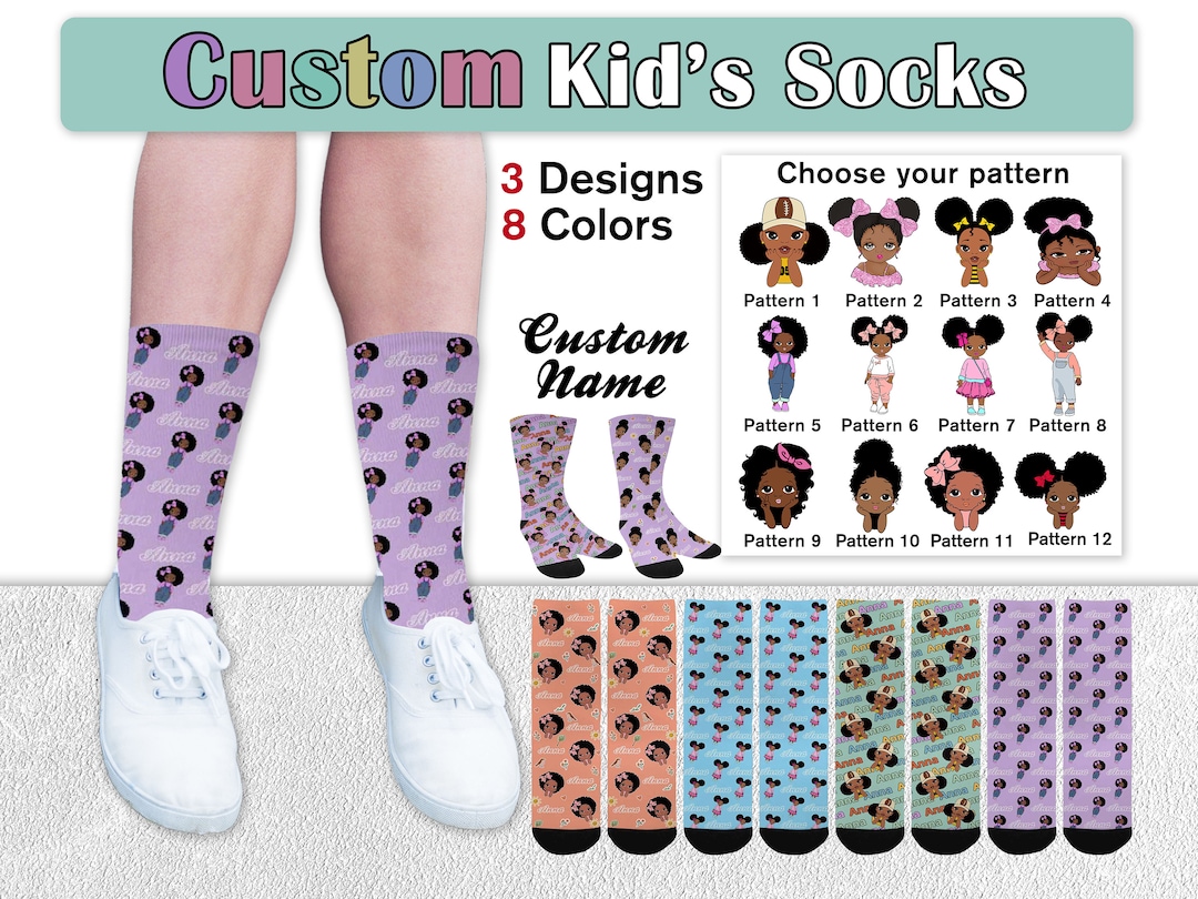 Custom Kid's Face Socks,african Girl Socks for Kids Girl,customized ...