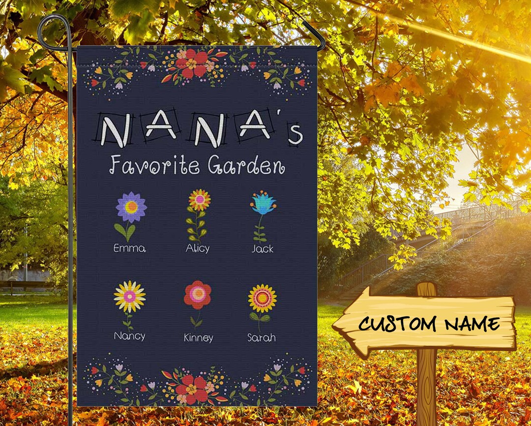 Custom Name Garden Flag, Flower Garden Flag, Grandma Yard Sign ...