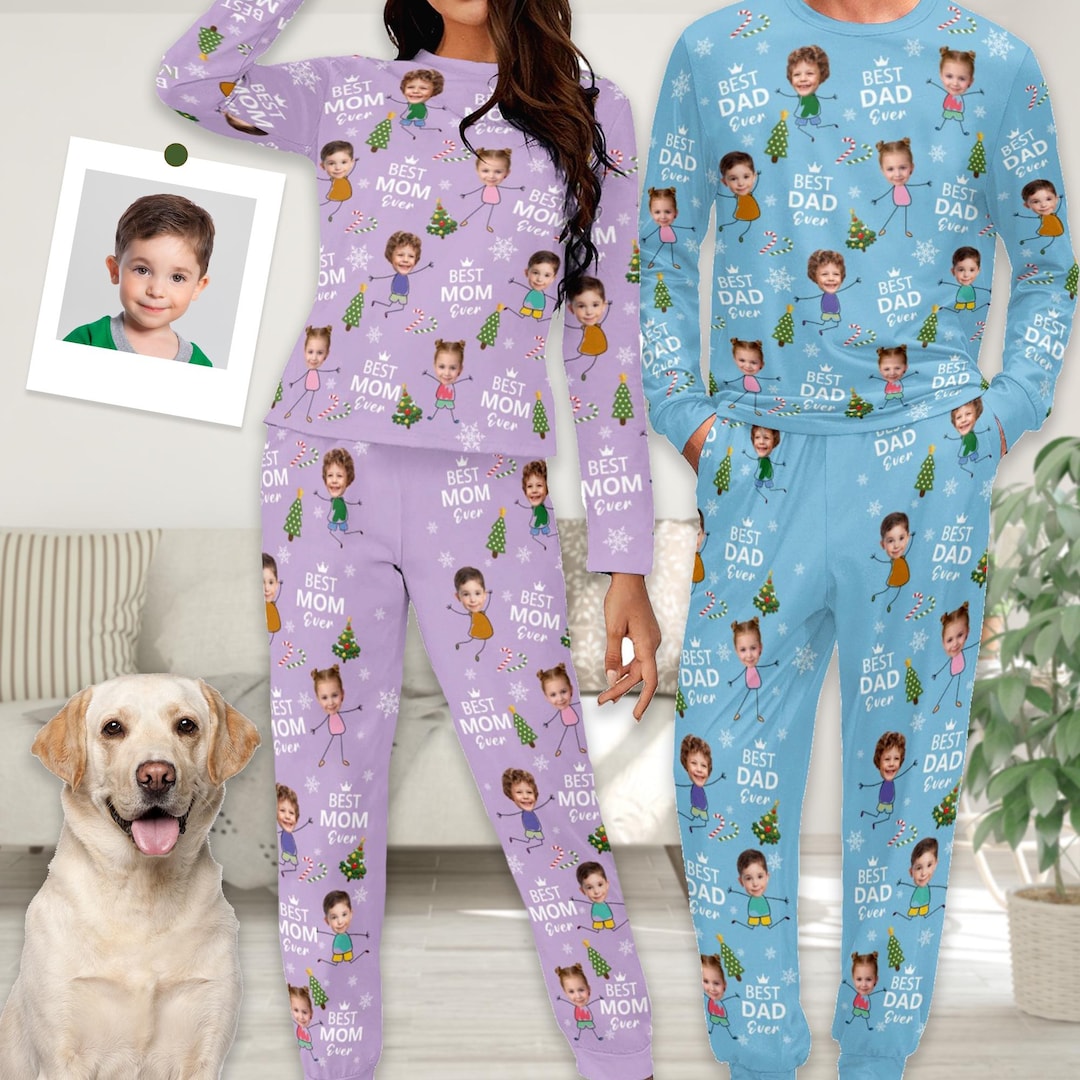 Custom Best Dad Ever Photo Pajamas,custom Face Pajama Set for Men Women ...