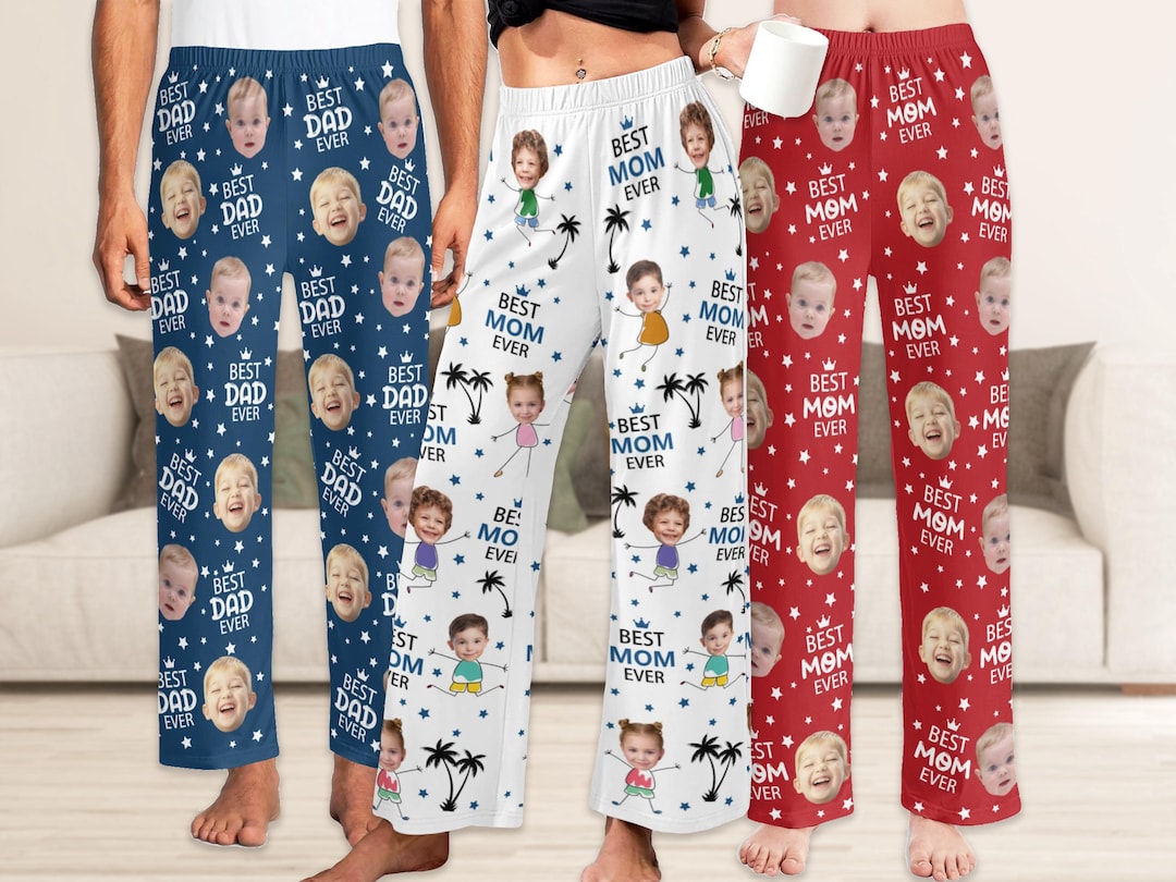 Best Dad Ever Pajama Pants With Photo, Custom Photo Face Pajamas ...