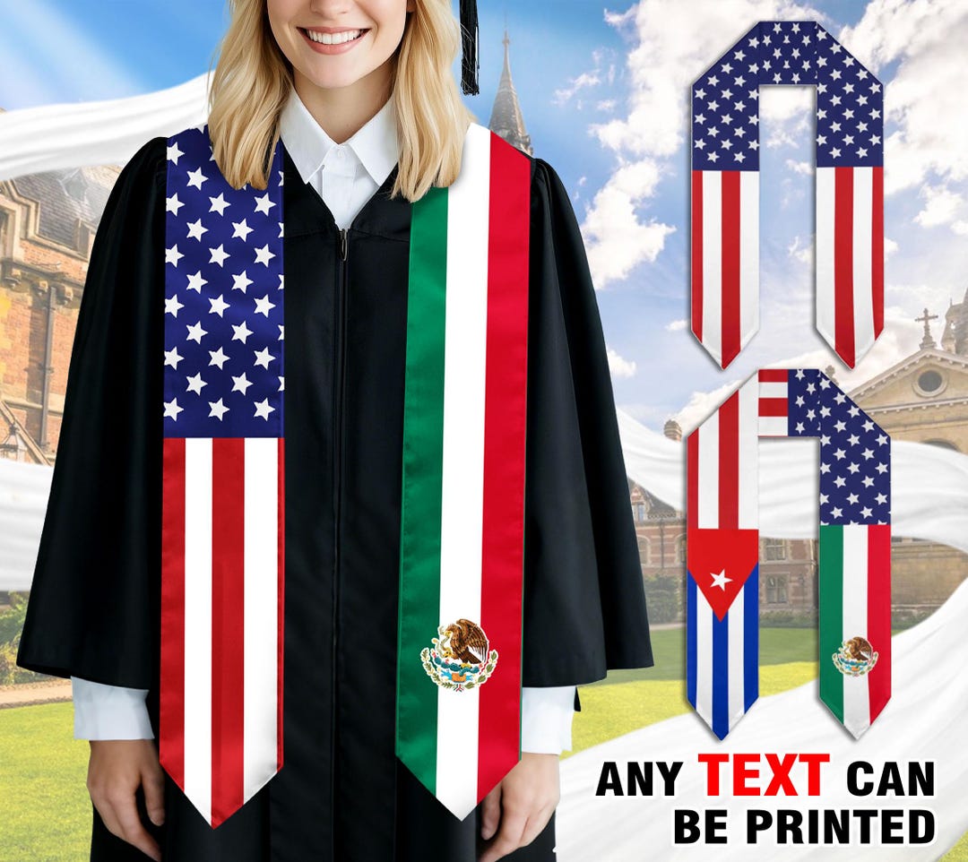 Custom Country Flag Graduation Stoles/sashes Country Flag Stoles Class of 2025 Stoles, Mixed Two ...