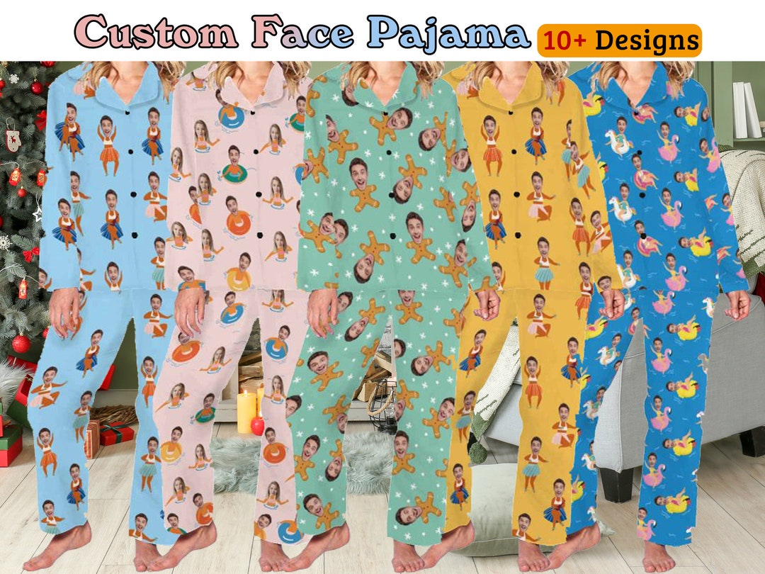 Personalized Face on Women Pajama, Custom Photo Pajama Set,holiday ...