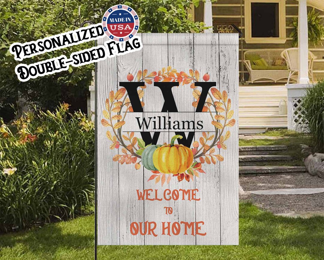 Personalized Name Garden Flag, Monogram Yard Flag, Welcome to Our Home ...