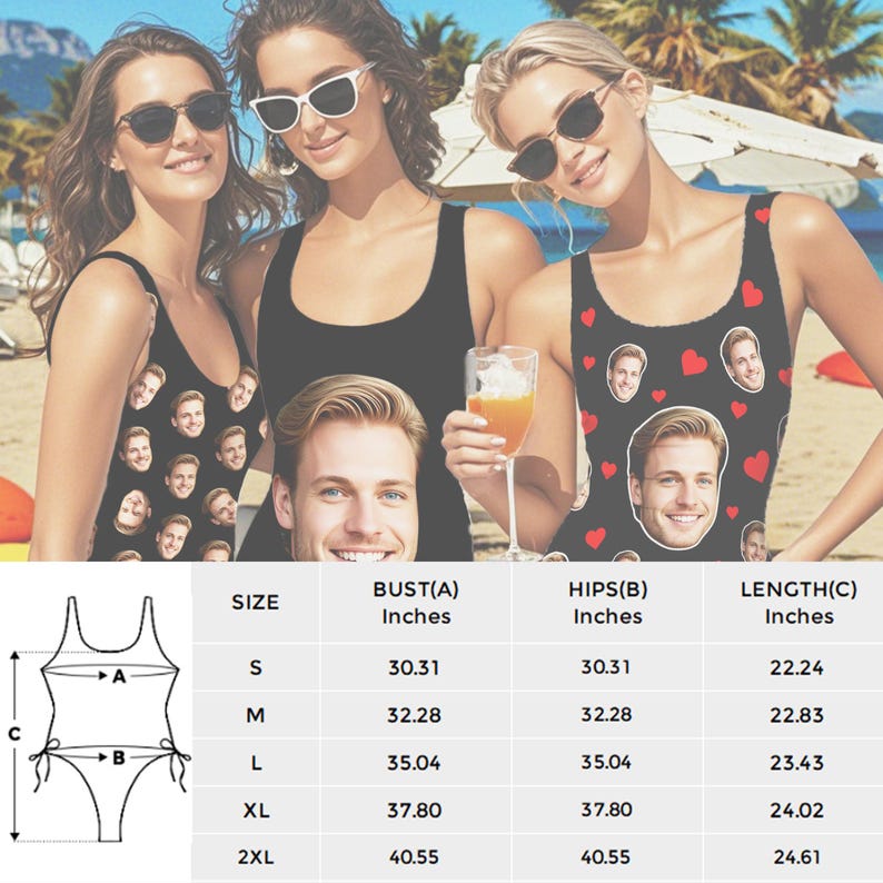 Personalized Face Swimsuit: Custom Photo One-piece Swimwear - Etsy
