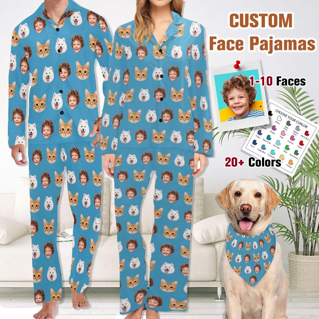 Custom Pet Photo Pajamas: Matching Family Christmas Pajamas, Dog Lover ...