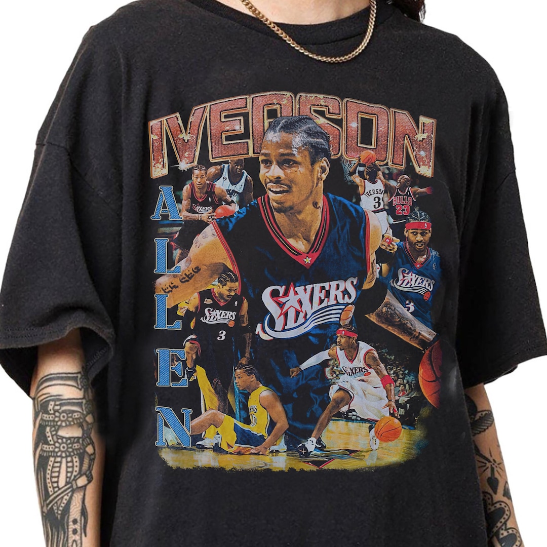 Retro 90s Vintage Allen Iverson Bootleg T-shirt, Allen Iverson Graphic ...