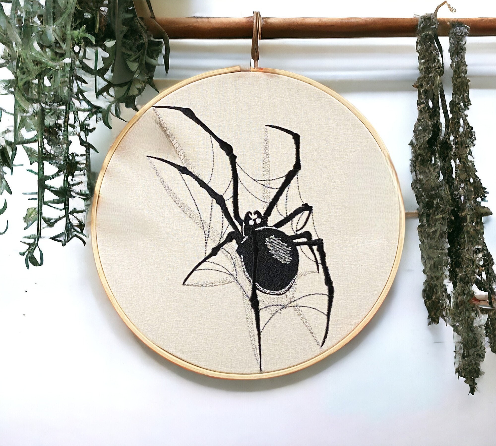 3D Spider Embroidered Wall Art, Black Widow, Spider Web, Spider Decor ...