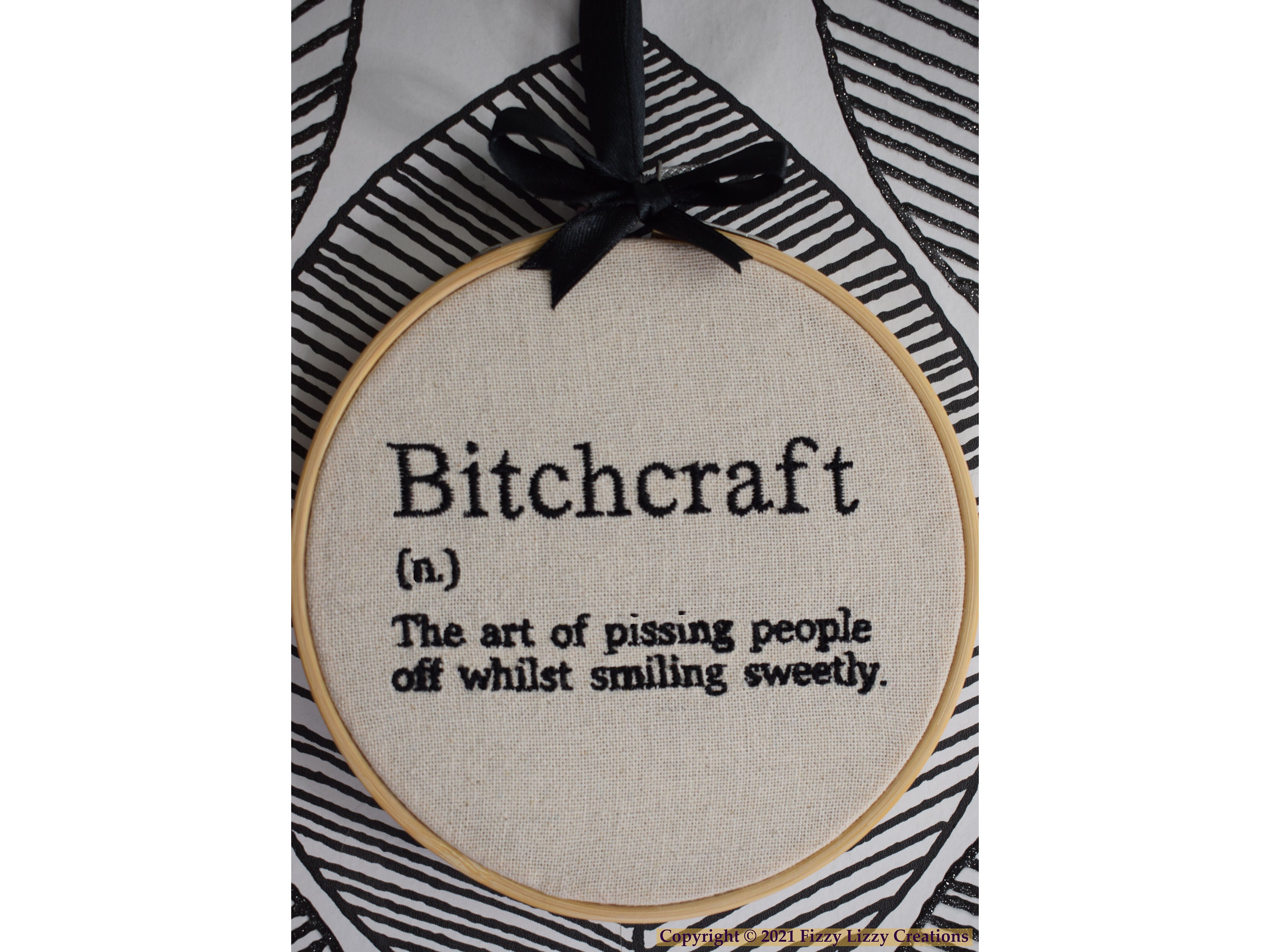 Bitchcraft Definition Embroidered Wall Art, Dictionary Definition, Wall ...