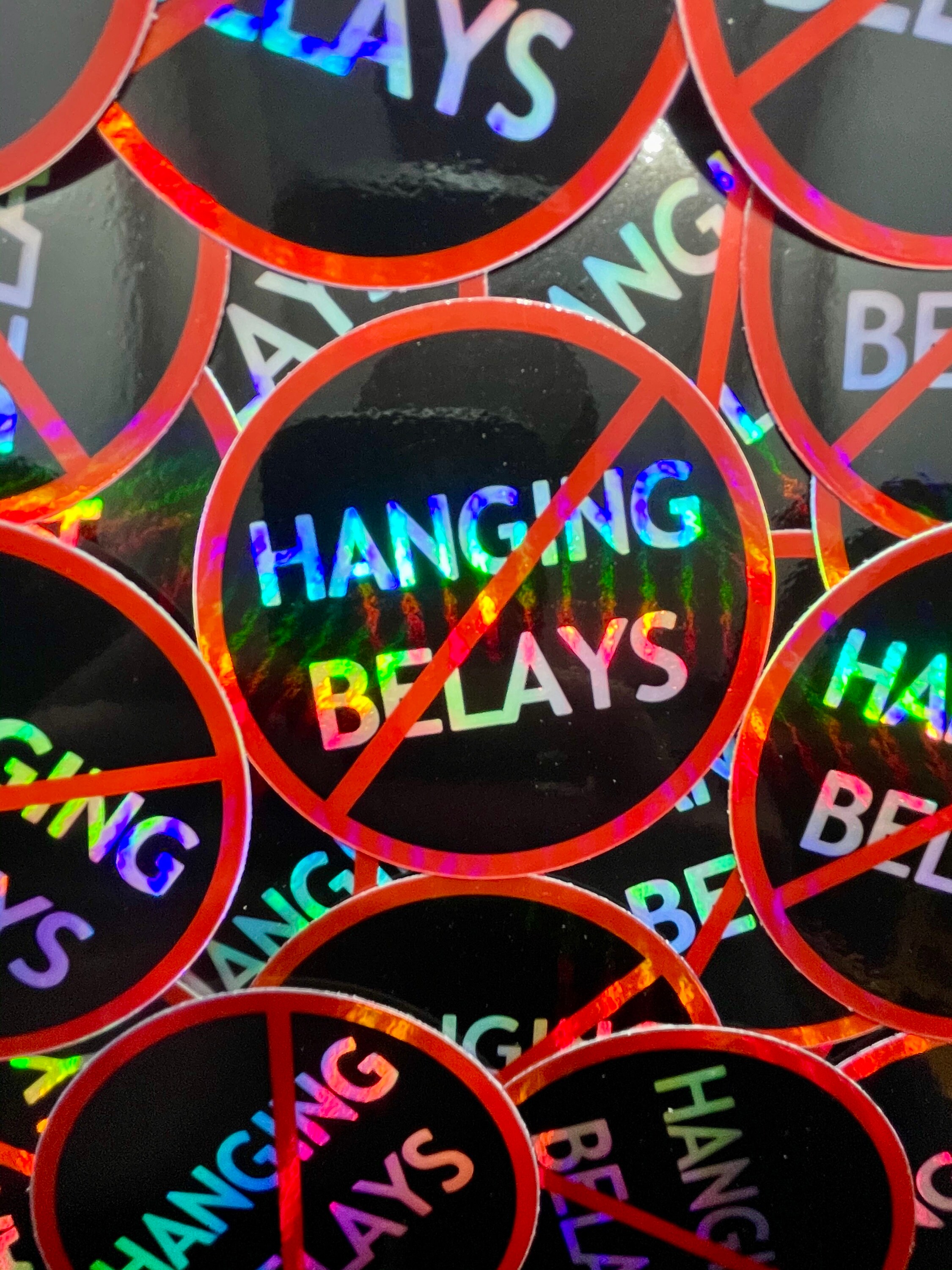 Holographic No Hanging Belays Sticker, Rock Climbing Sticker, MacBook ...