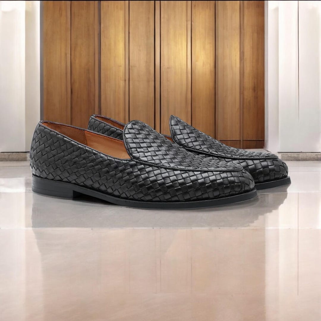 Handmade Brown Python Skin Texture Leather Loafers, Men's Slip on ...