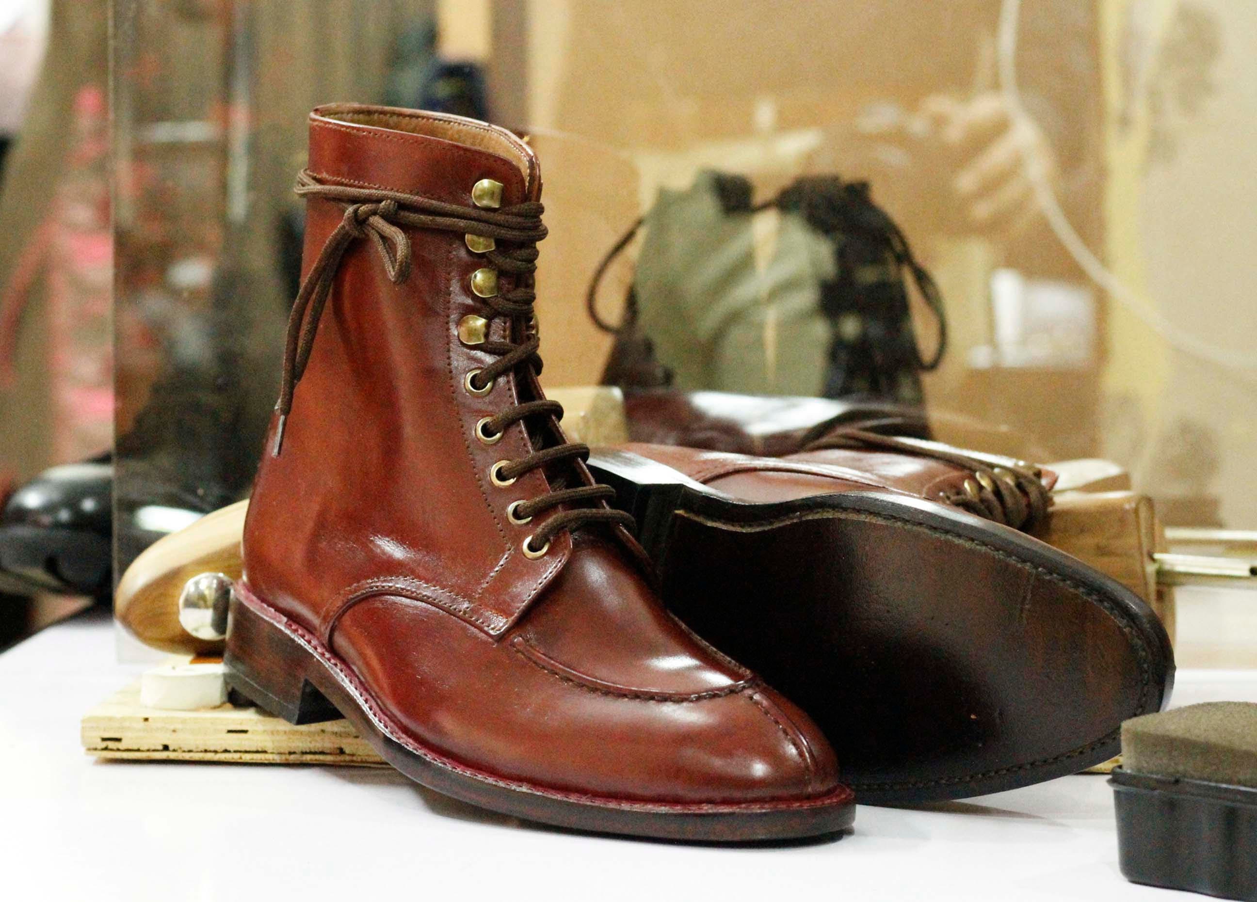 Handmade Leather Split Toe Boots, Bespoke Brown Dress Formal Boots, Men ...