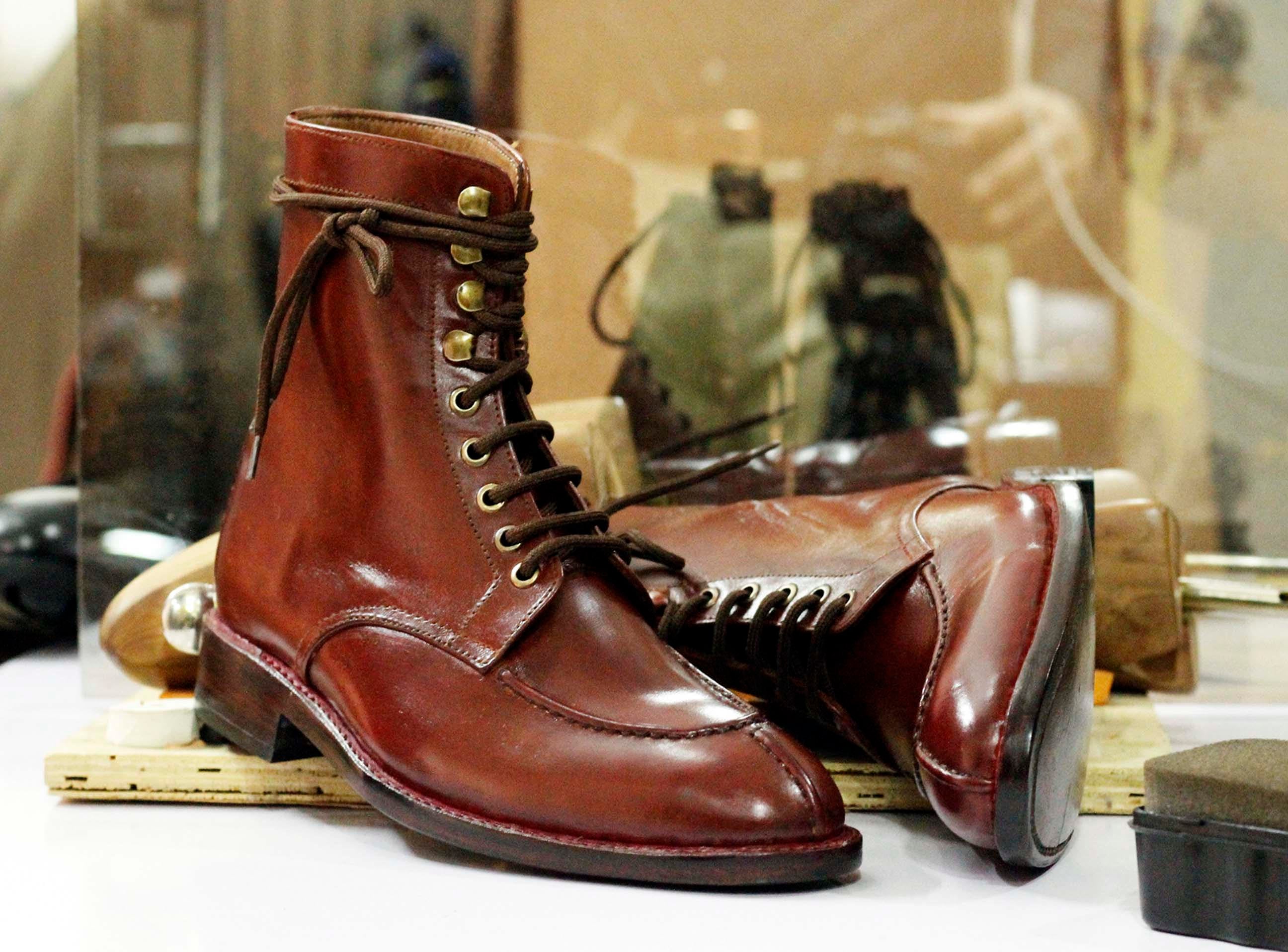 Handmade Leather Split Toe Boots, Bespoke Brown Dress Formal Boots, Men ...