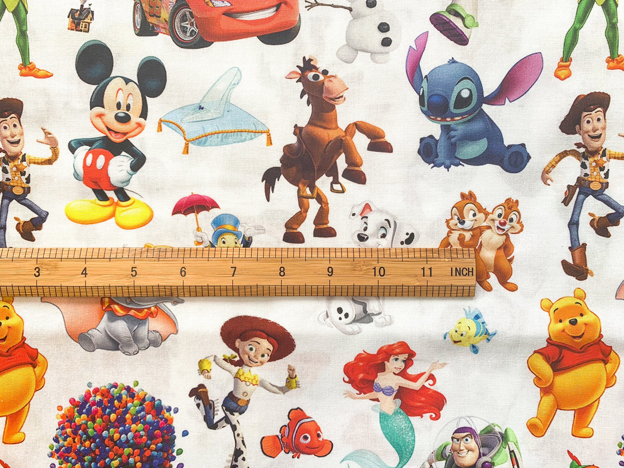 Disney Characters Cotton Fabric White Fabric 100 Cotton Etsy
