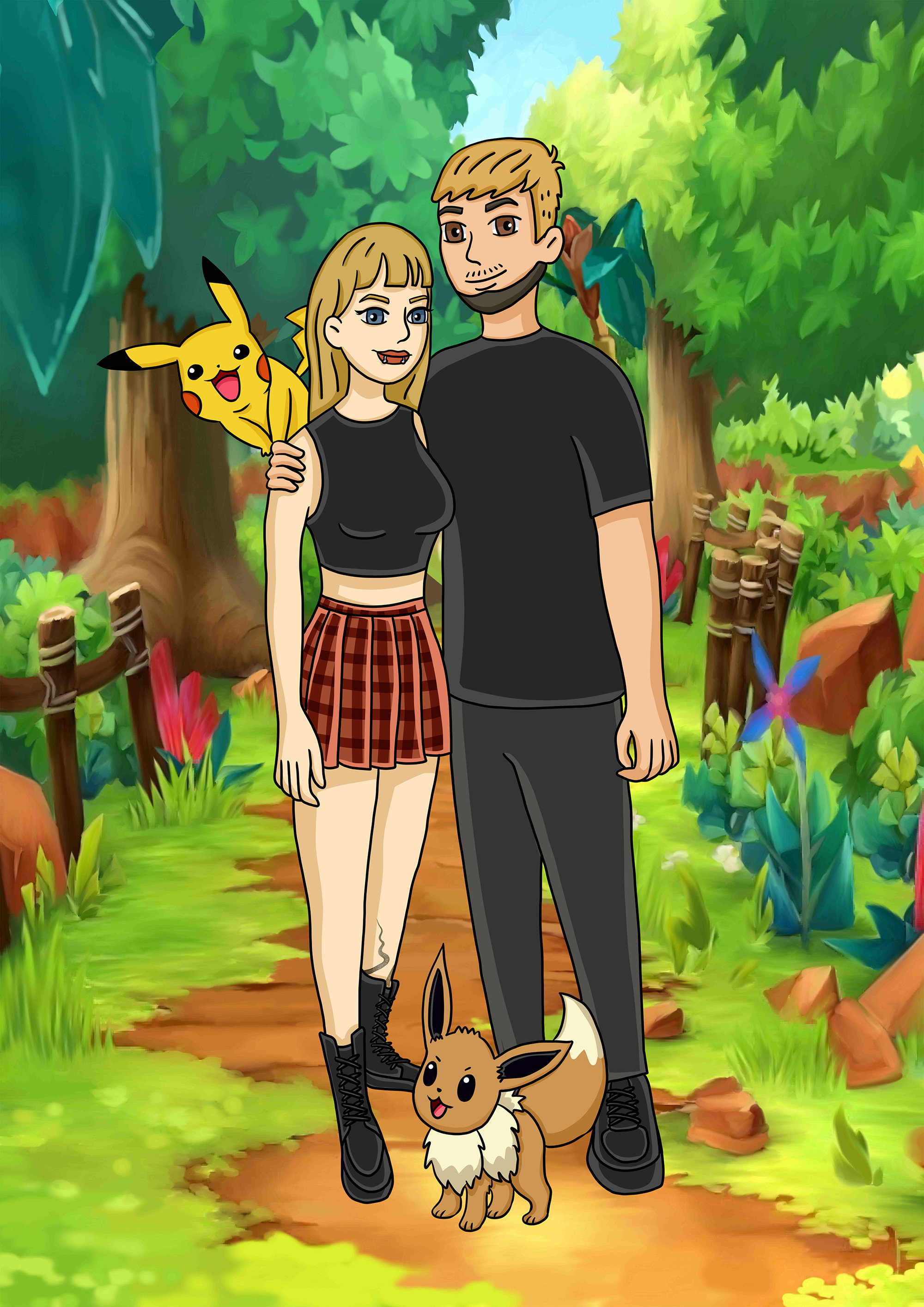 Custom Pokemon Portrait Pokemon Couple Portrait Pokemon - Etsy