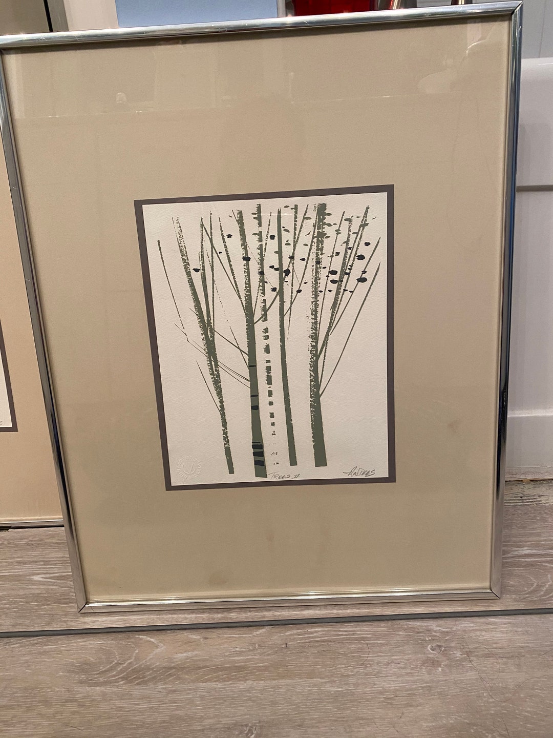 Mid-century Modern Birch Tree Lithograph Entitled "tree I" Signed by ...