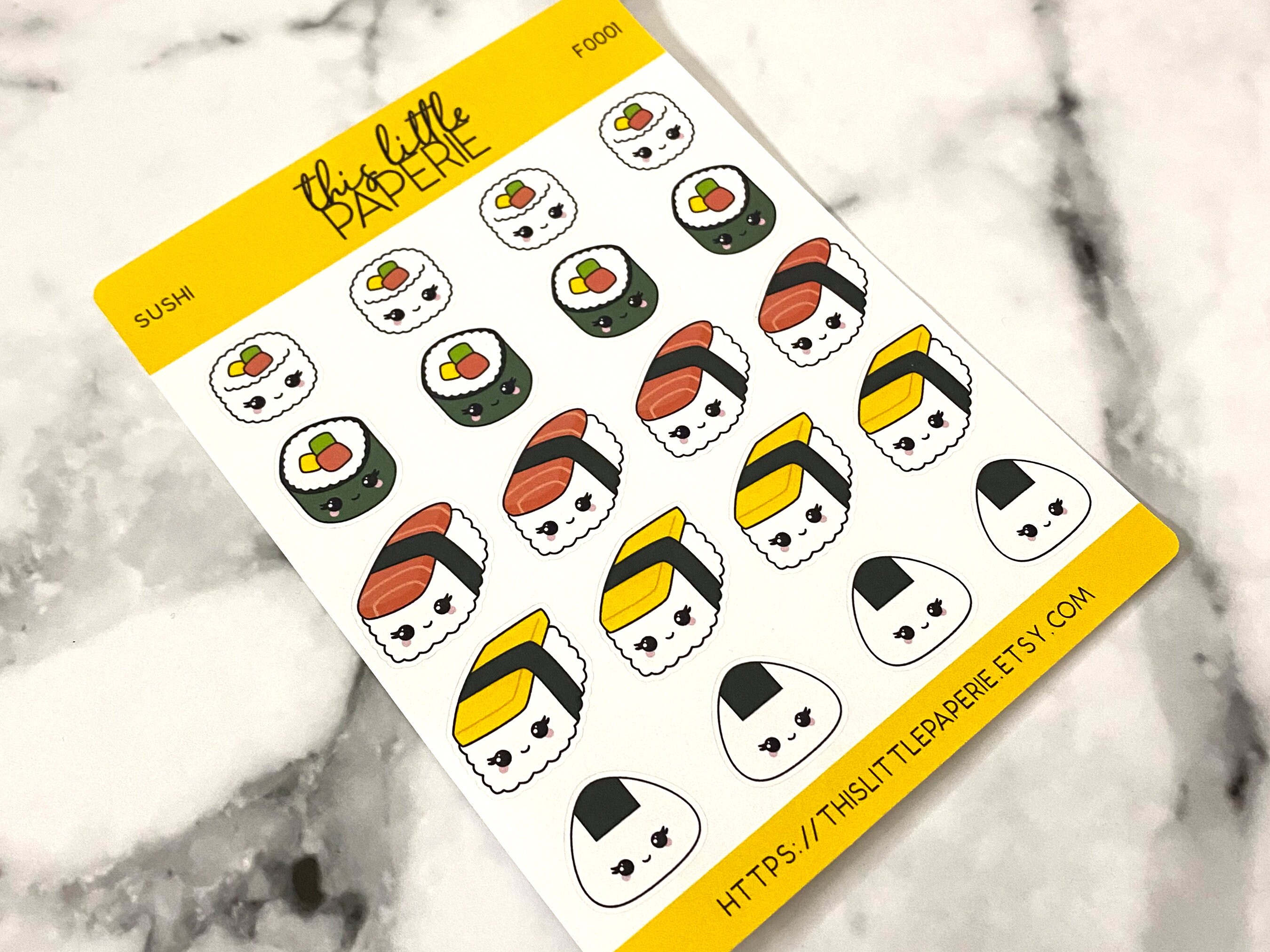 Kawaii Sushi Sticker Sheet Cute Sushi Sticker Sheet Sushi - Etsy