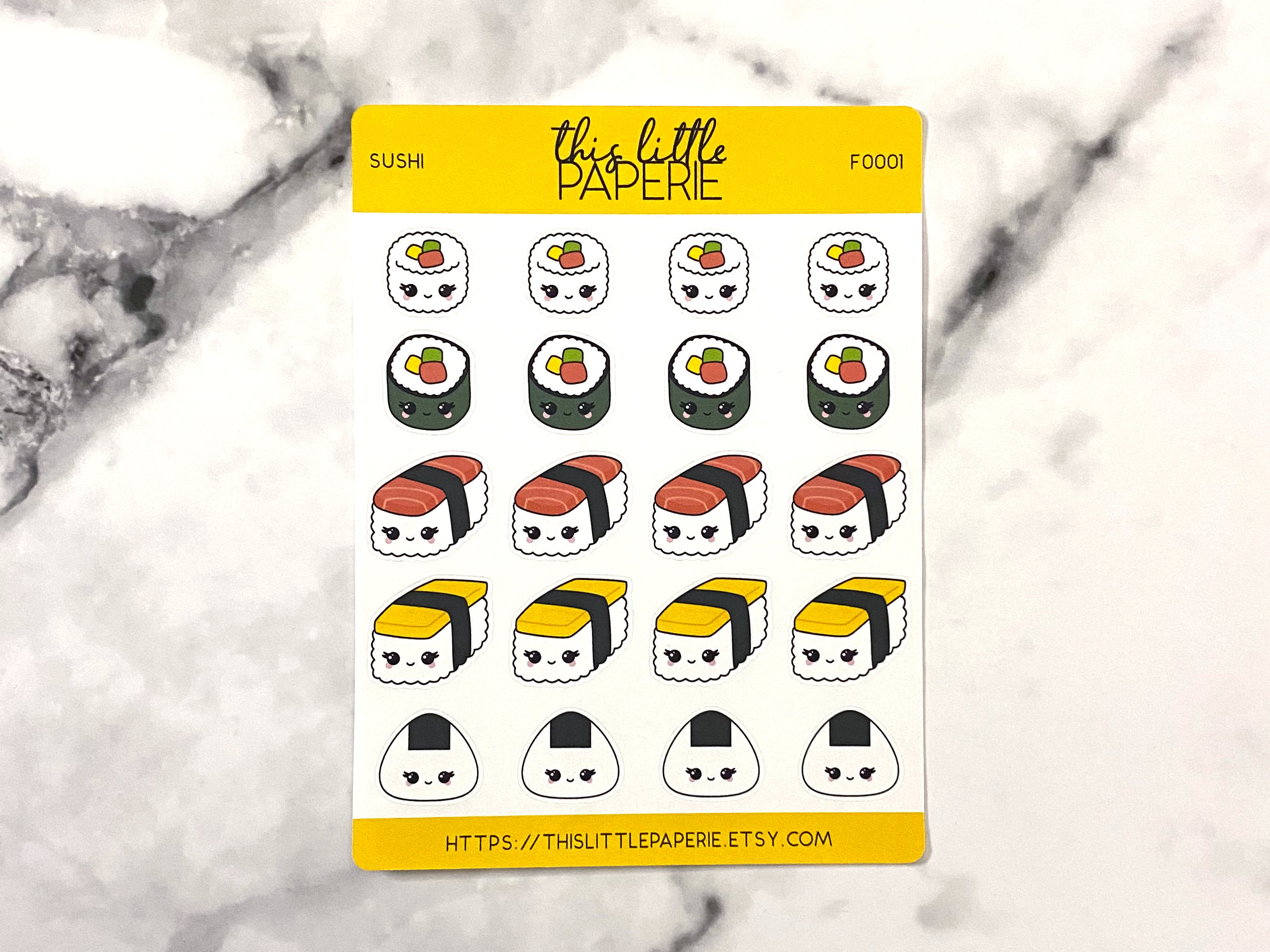 Kawaii Sushi Sticker Sheet Cute Sushi Sticker Sheet Sushi - Etsy