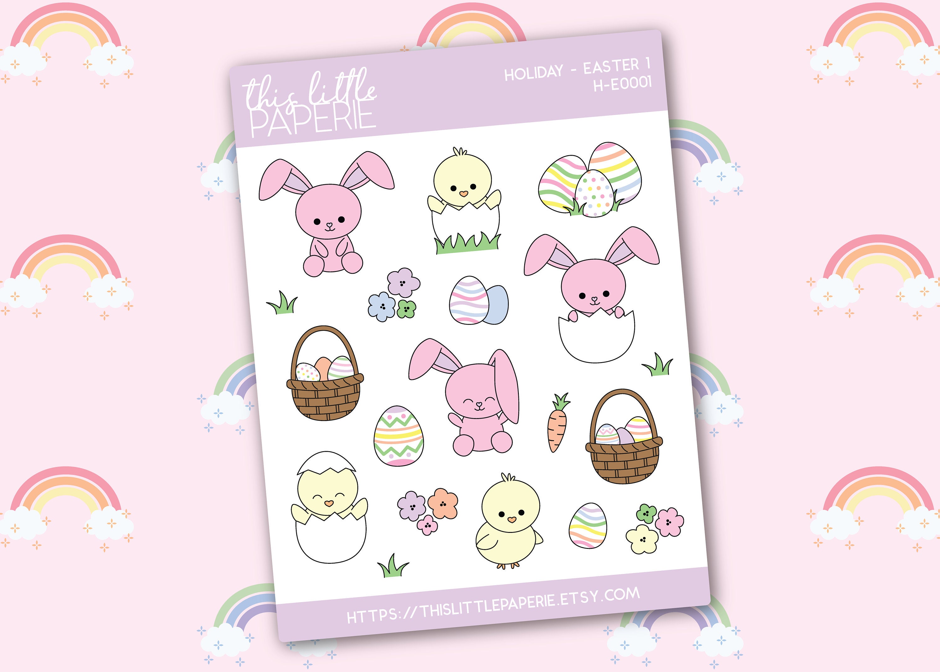 Kawaii Easter Sticker Sheet, Cute Easter Sticker Sheet, Easter Stickers ...