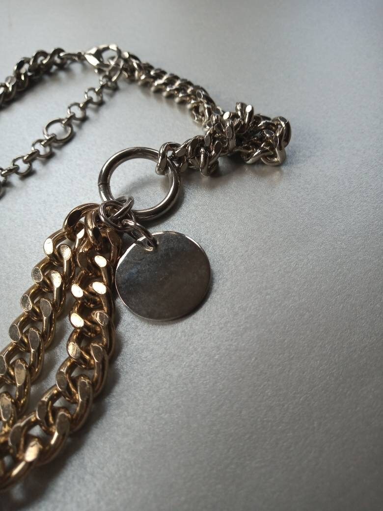 Collar de cadena de dos tonos y dos hilos - Etsy España