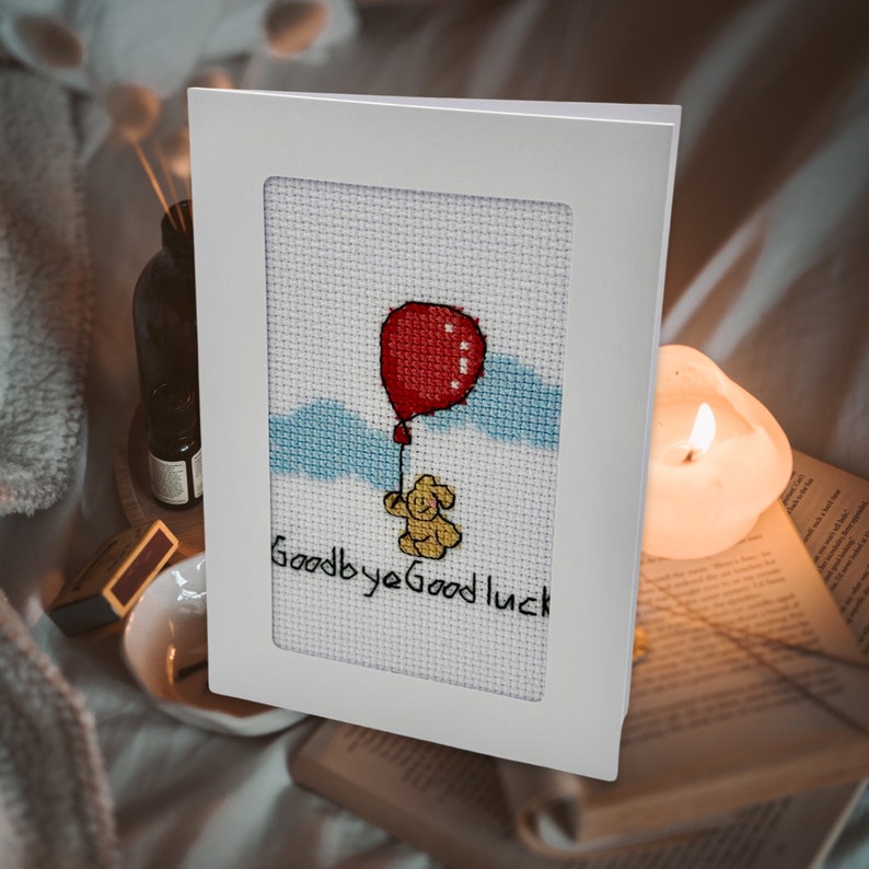 Goodbye Good Luck Cross Stitch Card - Etsy Australia