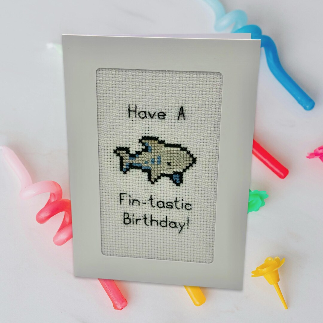 Have A Fin-tastic Birthday Cross Stitch Card - Etsy