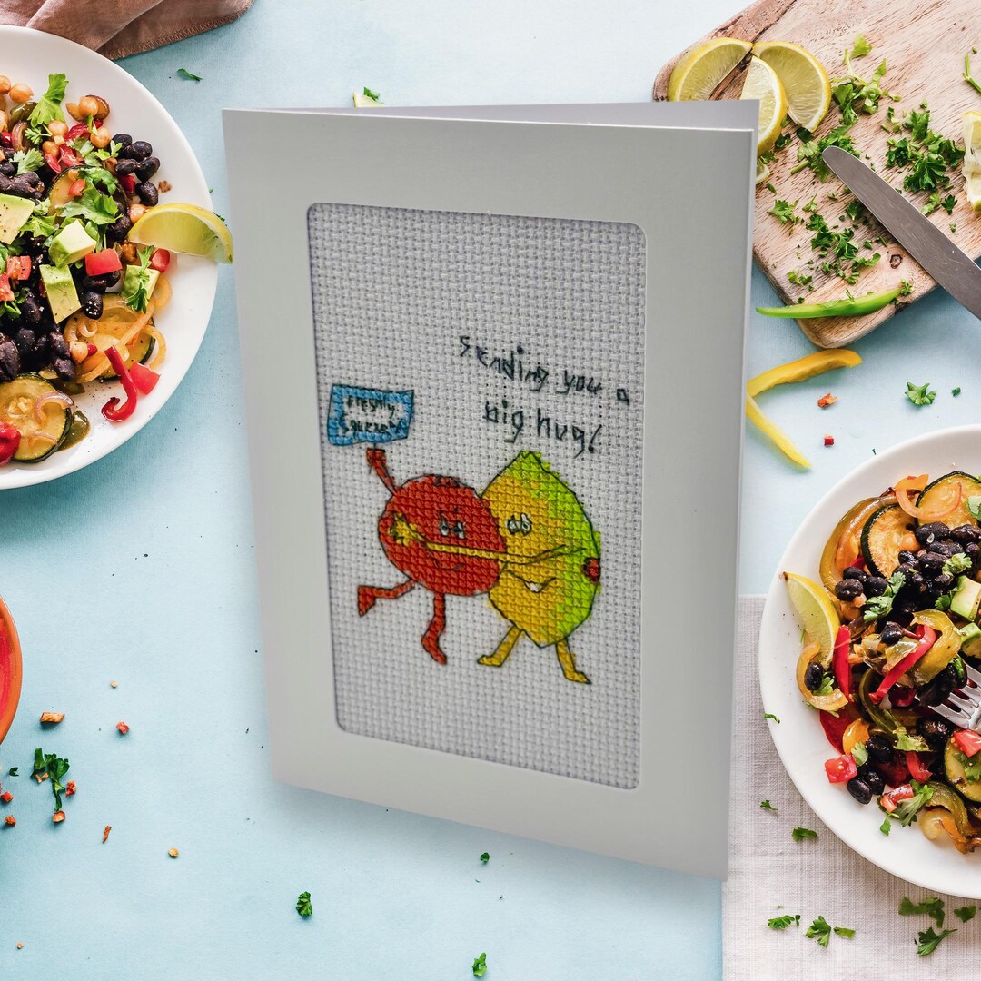 Sending You A Big Hug Food Puns Cross Stitch Card - Etsy