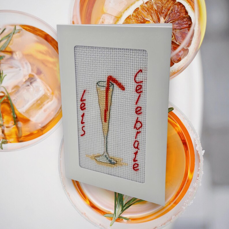 Cocktail Congrats Cross Stitch Card (2 Designs) - Etsy